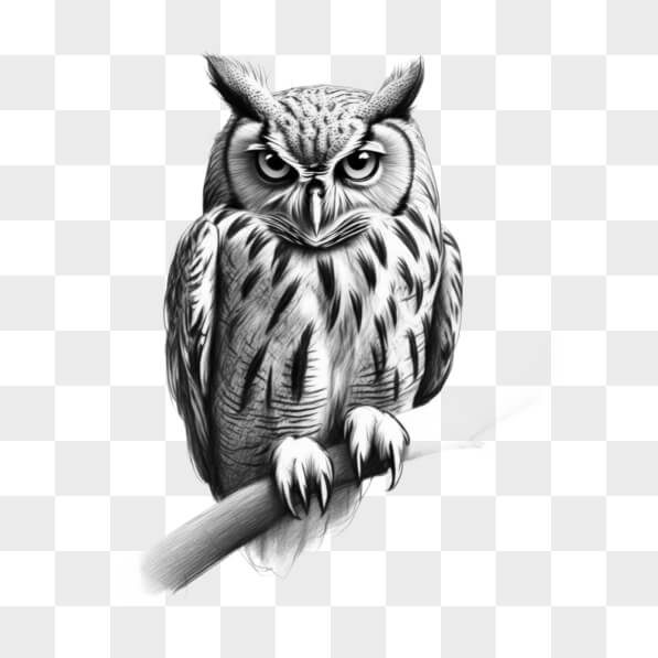 Download Detailed Black and White Owl Drawing Sketches Online ...