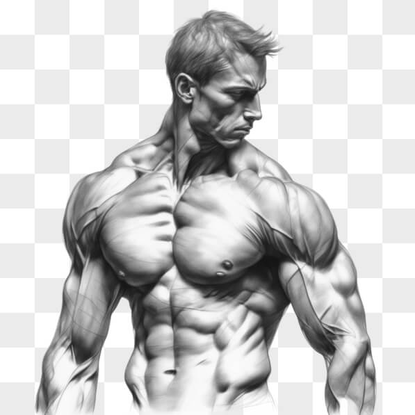 Download Black and White Drawing of Male Bodybuilder Sketches Online ...