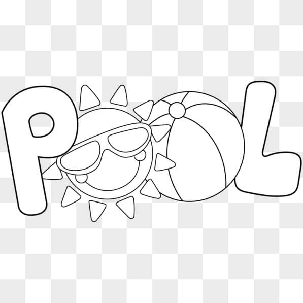 Download Pool Coloring Page for Kids with Sunny Beach and Balloon PNGs ...