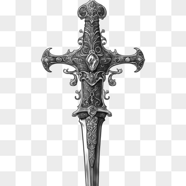 Download Intricate Cross-Shaped Sword Drawing Sketches Online ...