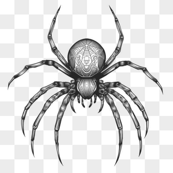 Download Intricate Black and White Spider Drawing Sketches Online ...