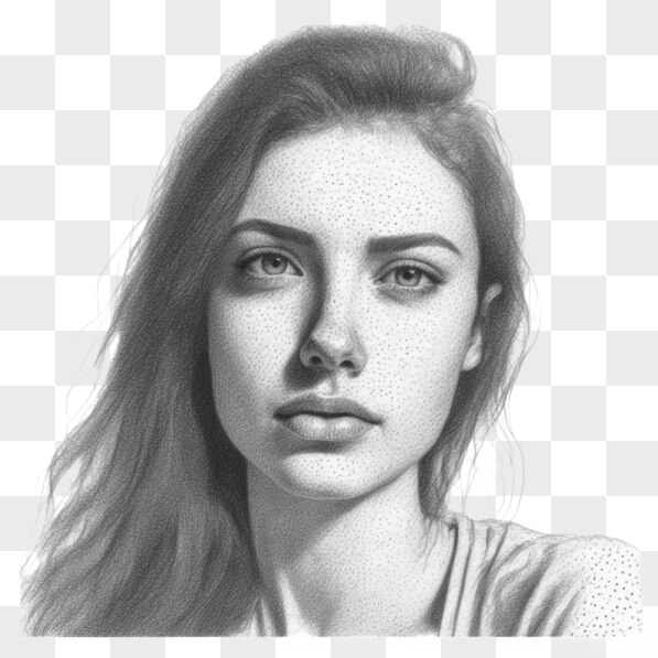 Download Black and White Dot Drawing of Woman's Face Sketches Online ...