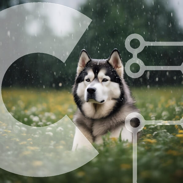 Husky Dog in Rainy Weather stock photo | Creative Fabrica