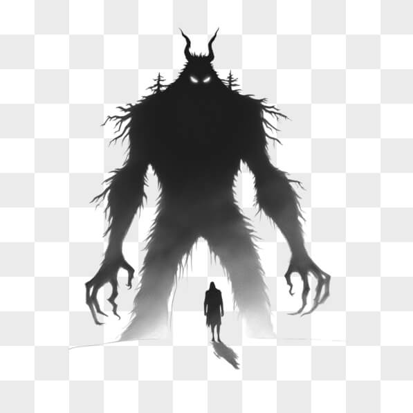 Download Person Silhouette with Enormous Creature Sketches Online ...