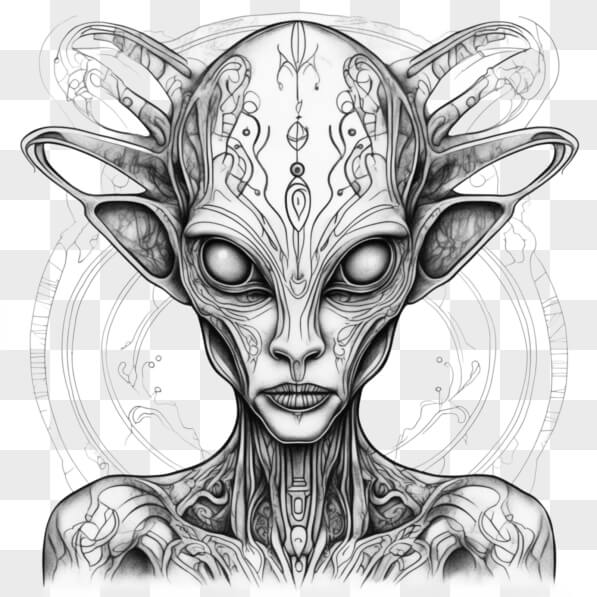 Download Alien Woman with Horns Drawing Sketches Online - Creative Fabrica
