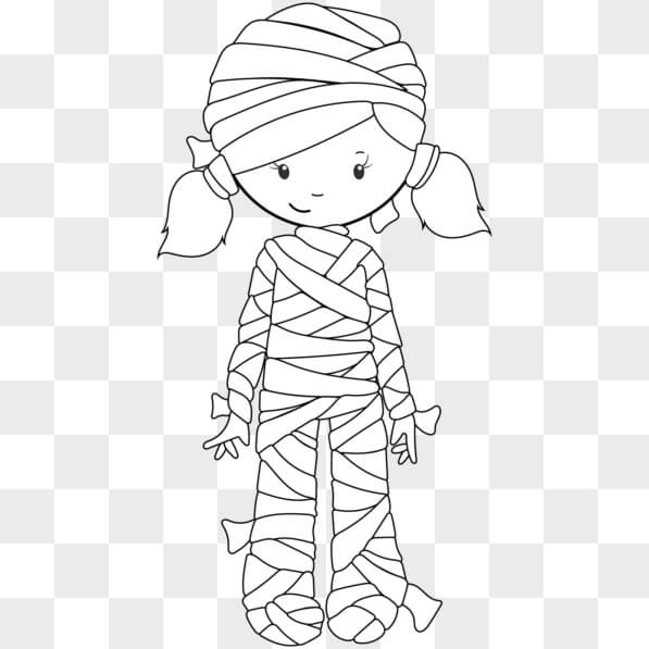 Download Girl in Mummy Wraps Drawing PNGs Online - Creative Fabrica