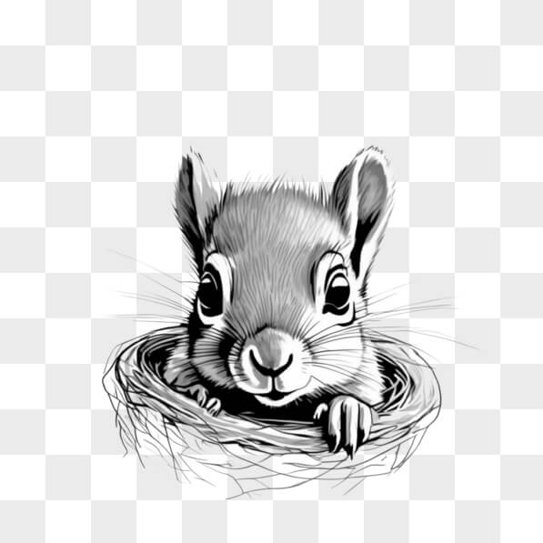 Download Adorable Squirrel in Nest Sketches Online - Creative Fabrica