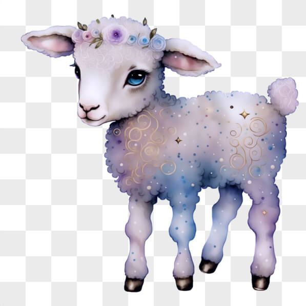 Download Blue and White Sheep with Stars and Decorative Elements PNGs ...