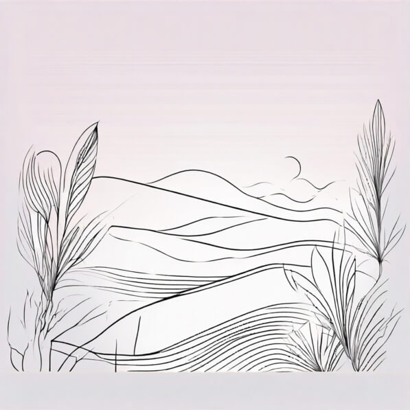 Download Abstract Landscape Line Drawing with Plants and Grasses ...