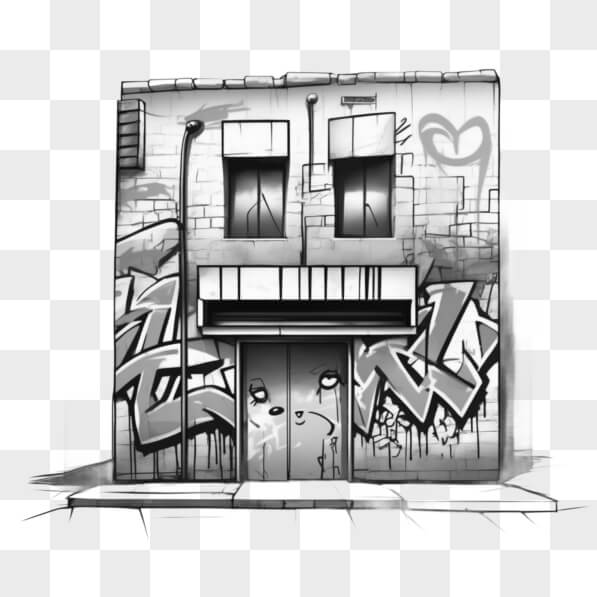 Baixe Desenho em Preto e Branco de um Prédio Antigo com Grafite ...