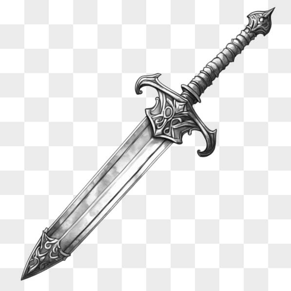 Download Black and White Drawing of an Ornate Sword Sketches Online ...