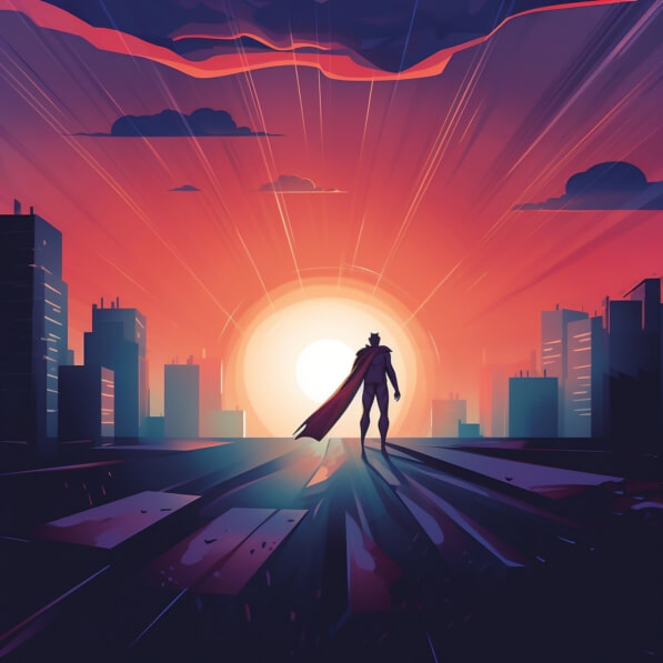 Download Superhero in Urban Cityscape at Sunset Backgrounds Online ...