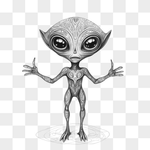Download Black and White Drawing of Humanoid Alien Sketches Online ...