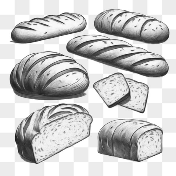 Download Black and White Bread Drawings Sketches Online - Creative Fabrica