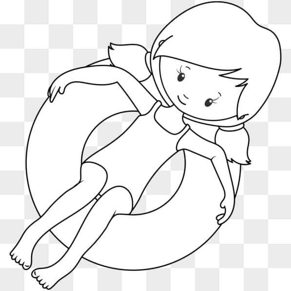 Download Girl on Inflatable Life Ring PNGs Online - Creative Fabrica