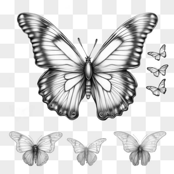 Download Black and White Drawing of Butterflies Sketches Online ...