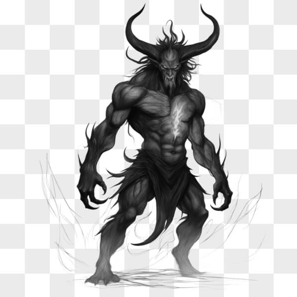 Descarga Arte Fantástico de Demonio: Ilustración en Blanco y Negro ...