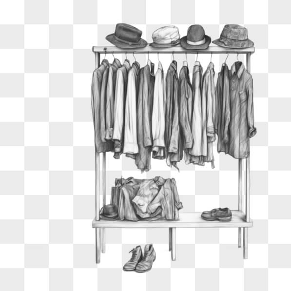 Download Fashion Drawing: Clothing Items on Rack Sketches Online ...