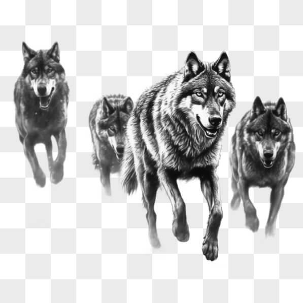 Download Wolves in the Snow Drawing Sketches Online - Creative Fabrica