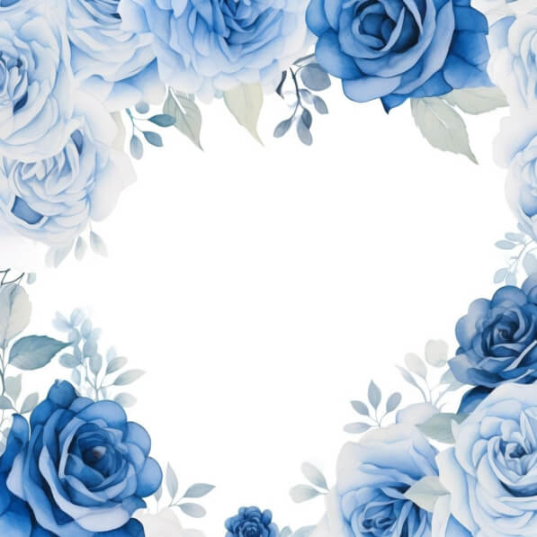 Download Heart-Shaped Blue Roses and Green Leaves Frame Backgrounds ...