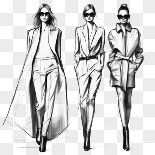 Download Fashion Sketches of Three Women Sketches Online - Creative Fabrica
