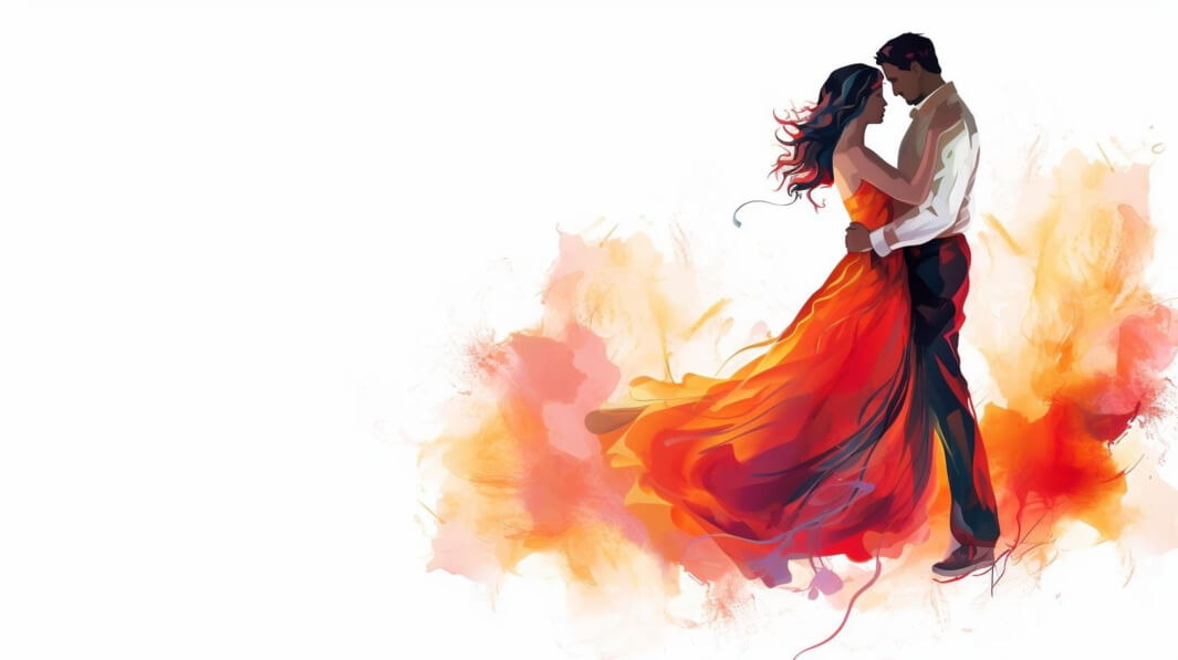 Download Man and Woman Dancing in Vibrant Orange Attire Backgrounds ...