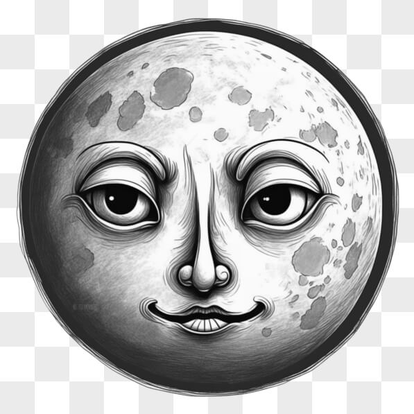 Download Hand-Drawn Moon Face Illustration on White Paper Sketches ...