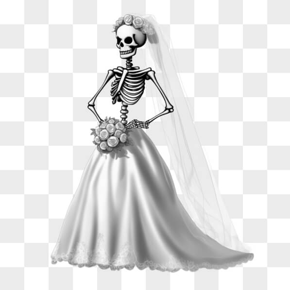 Download Skeleton Bride in White Wedding Dress Sketches Online ...