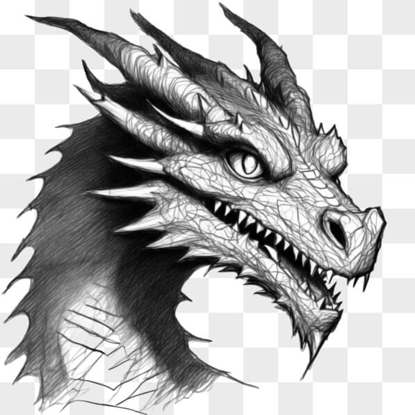 Download Black and White Dragon Head Drawing Sketches Online - Creative ...