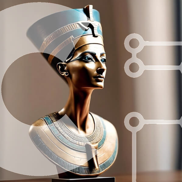 Golden Bust of Queen Nefertiti - Ancient Egyptian Statue stock photo ...