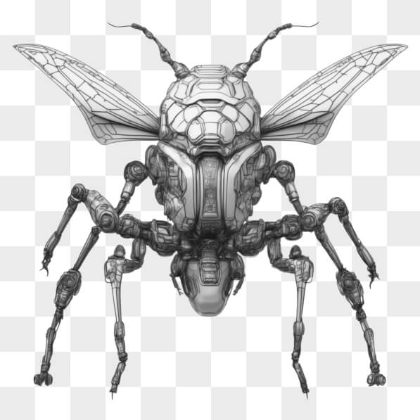 Download Black and White Drawing of a Robotically Designed Insect ...