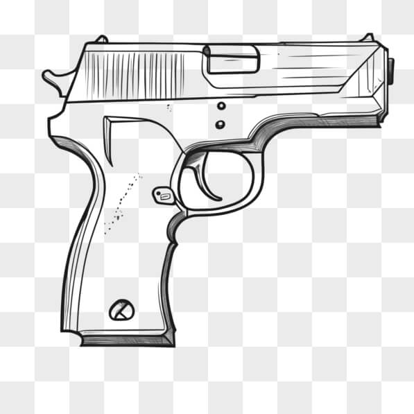 Download Detailed Drawing of an Open Handgun Sketches Online - Creative ...