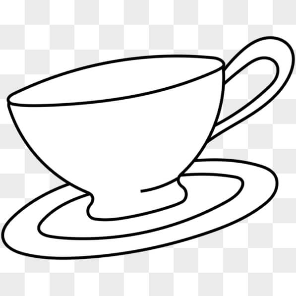 Download Tea Cup and Saucer Outline with Tea and Coffee Words PNGs ...