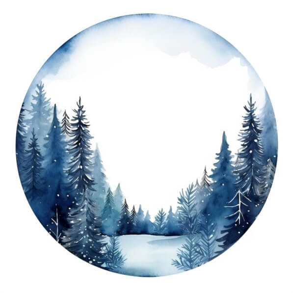 Download Snowy Trees Watercolor Painting in Winter Landscape ...