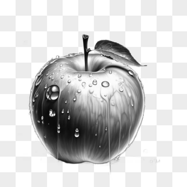 Download Black and White Apple Drawing with Water Droplets Sketches ...