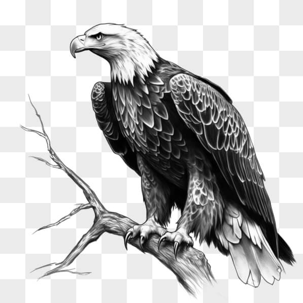 Download Eagle Drawing: Perched on a Tree Branch Sketches Online ...
