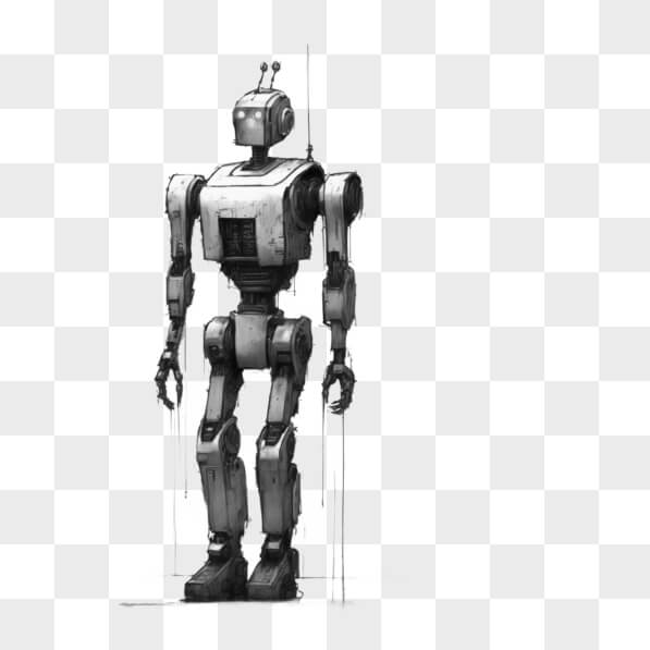 Download Black and White Sci-Fi Robot Drawing Sketches Online ...