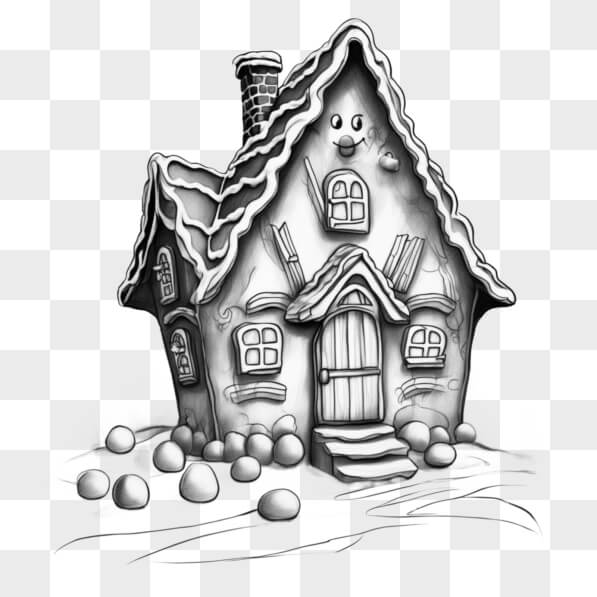 Download Black and White Gingerbread House Illustration Sketches Online ...