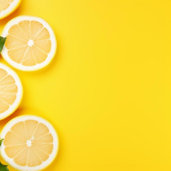 Download Slices of Lemon on Yellow Background with Green Leaves ...
