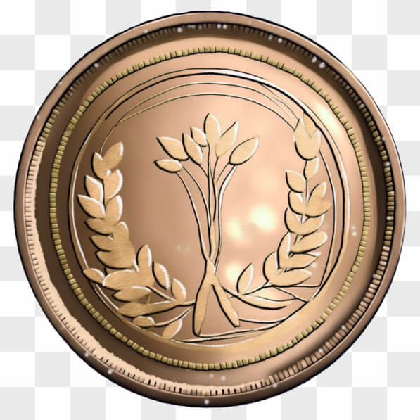 Download Gold Coin with Leaves and Flowers PNGs Online - Creative Fabrica