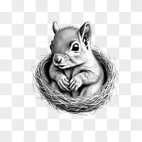 Download Adorable Squirrel in Nest Drawing Sketches Online - Creative ...