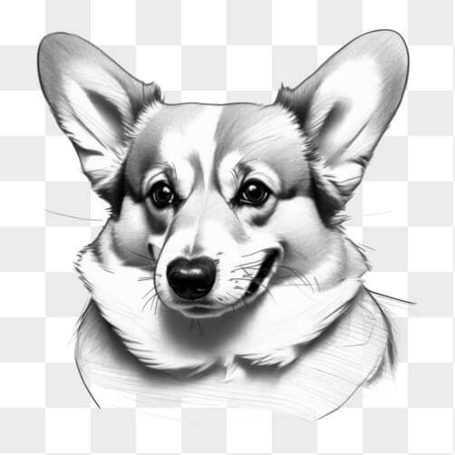 Download Black and White Drawing of an Adorable Corgi Dog Sketches ...