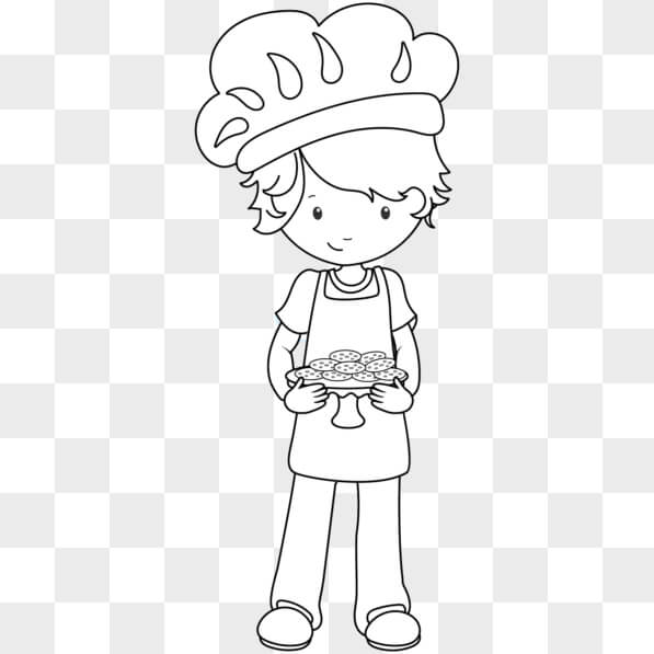 Download Young Chef Boy with Plates of Food PNGs Online - Creative Fabrica