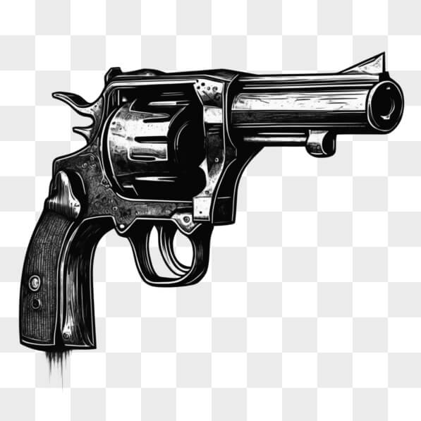 Download Black-and-White Drawing of an Old-Fashioned Revolver Sketches ...