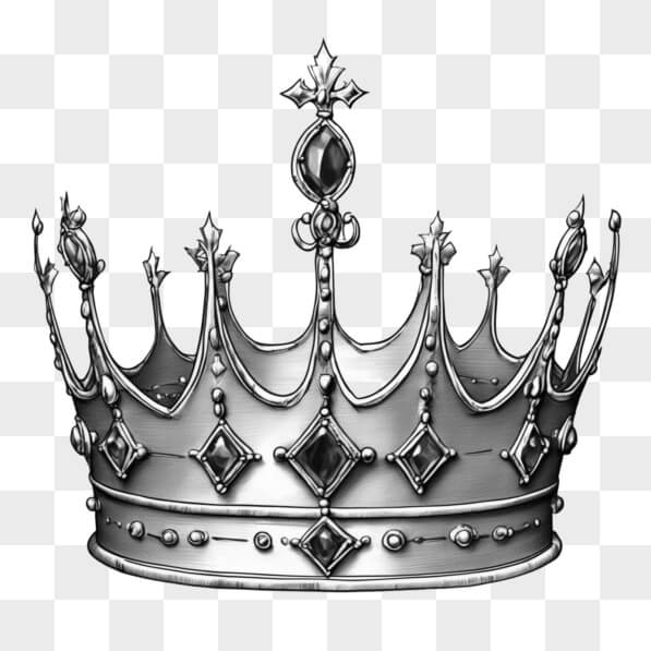 Download Black and White Crown Drawing with Diamonds Sketches Online ...