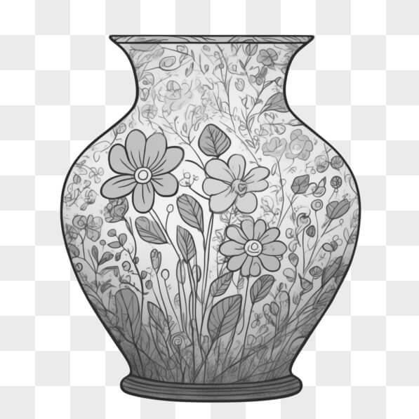 Download Intricately Designed Vase Drawing with Flowers Sketches Online ...