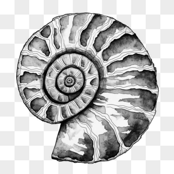Download Spiral-Shaped Ammonite Shell Drawing Sketches Online ...
