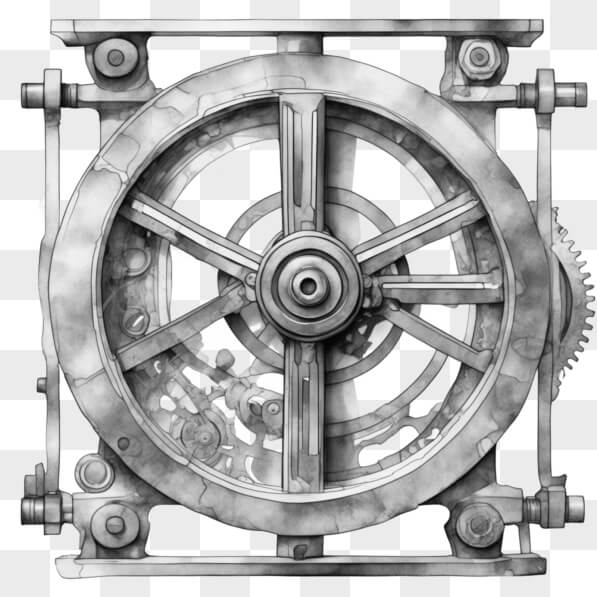 Pobierz narzędzie Czarno-biały rysunek zegara w stylu steampunk w ...