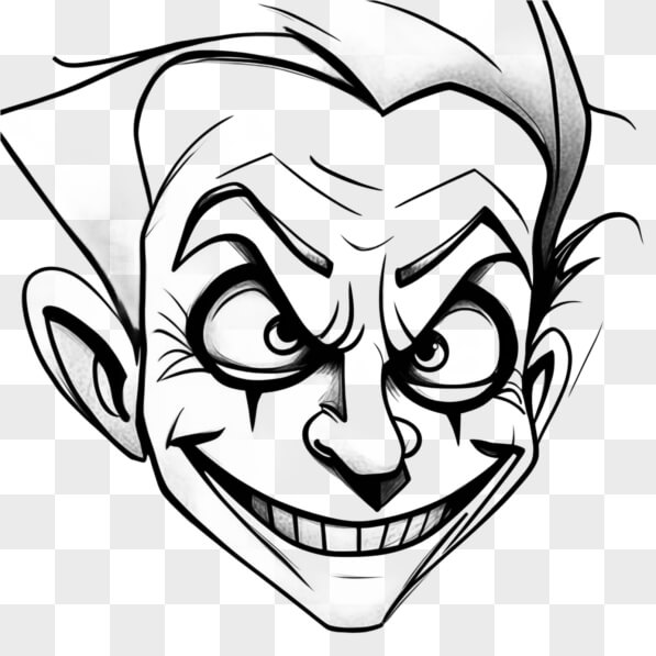 Download Joker's Face Drawing: Angry Expression in Black and White ...