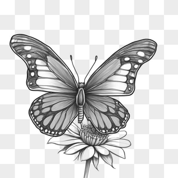 Download Butterfly Drawing on Orange Flower Sketches Online - Creative ...